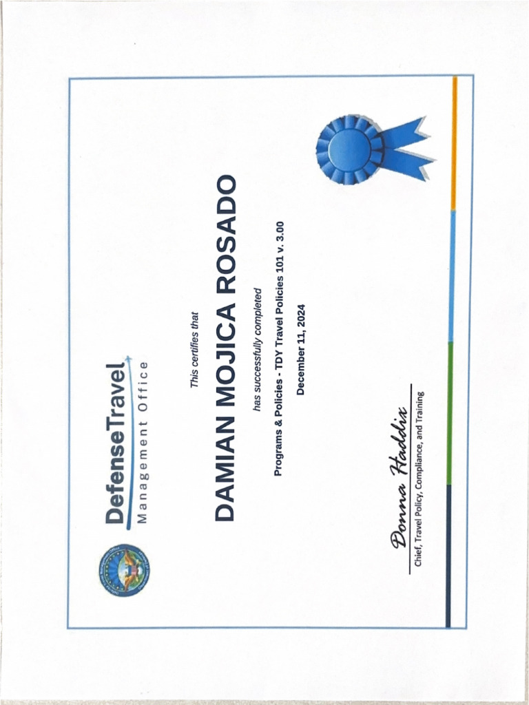 Programs and Policies - TDY Travel Policies 101 v. 3.00 | PDF