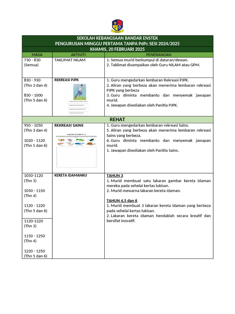 Aktiviti Mgu1 Khamis 2025 | PDF