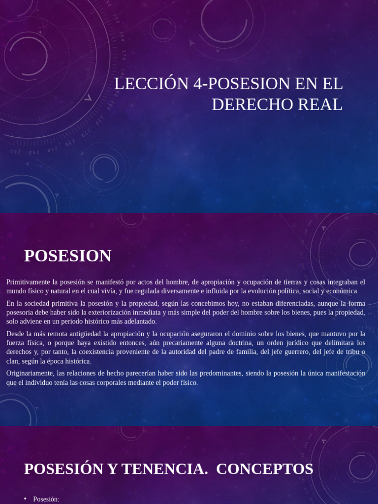 Lección 4-Posesion en El Derecho Real | PDF | Posesión (Ley) | Posesión ...
