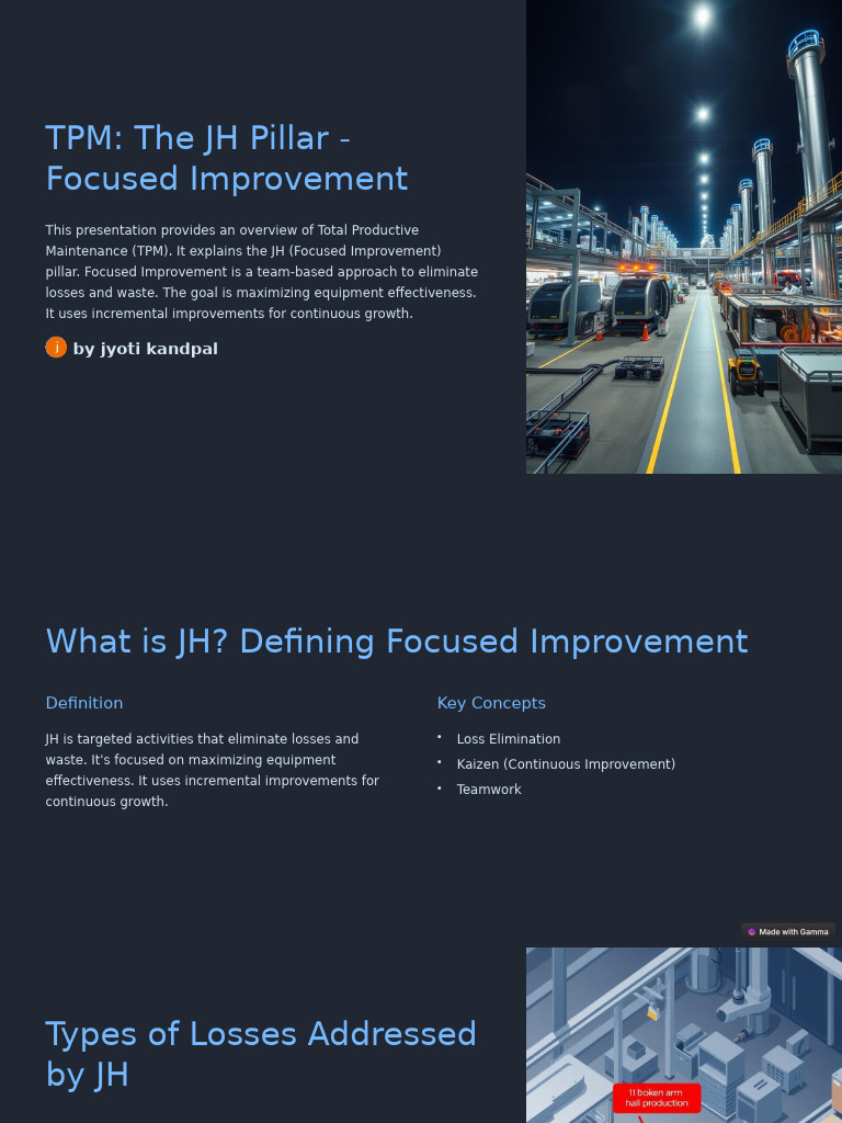 TPM The JH Pillar Focused Improvement | PDF | Business