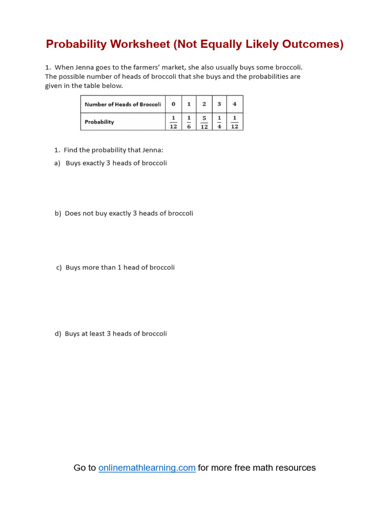 Probability Problems Worksheet2 | PDF