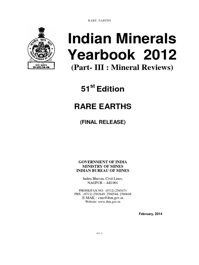 Rare Earths Overview in India | PDF | Lanthanide | Metallic Elements