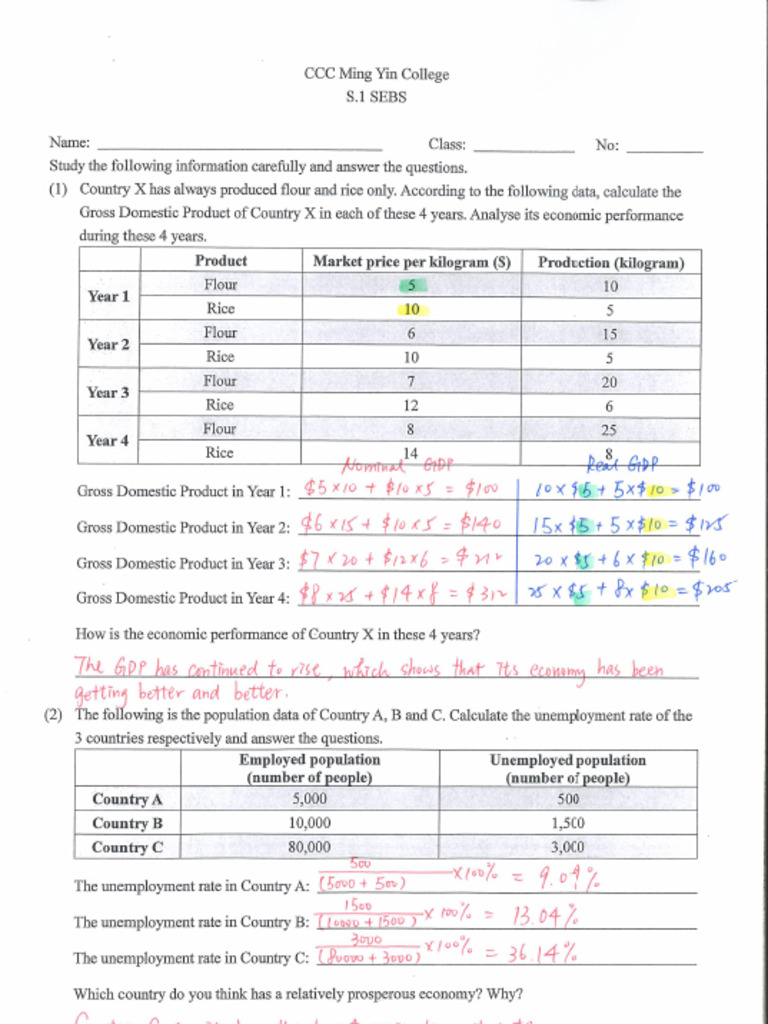 GDP Worksheet | PDF