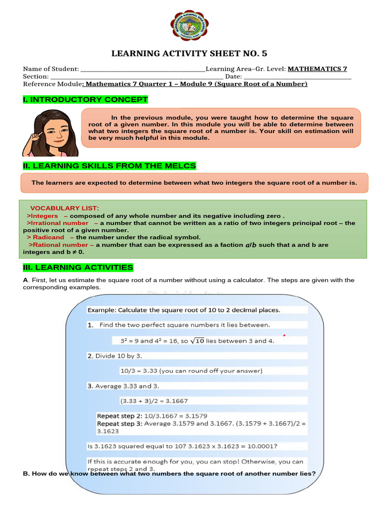 Math 7 Module 9 LAS #5 | PDF