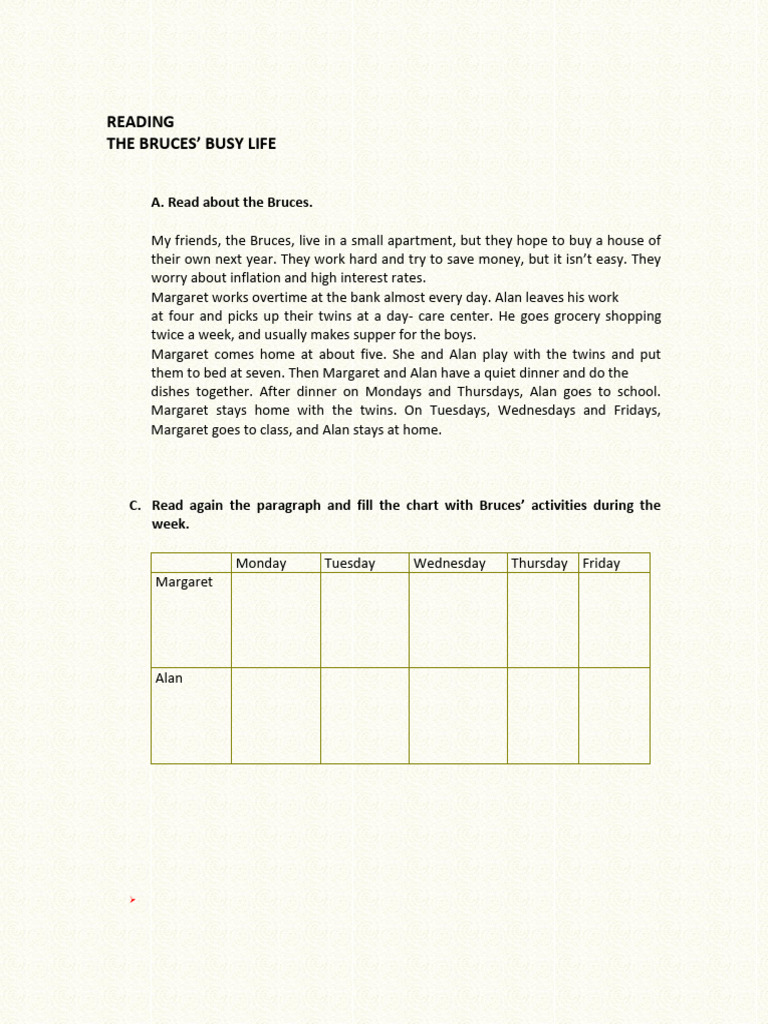 Unit 6 Exercises With Reading For Simple Present | PDF