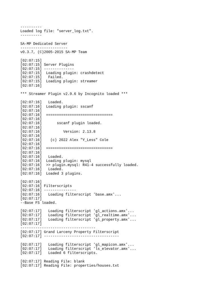 SA-MP Server Log Analysis v0.3.7 | PDF