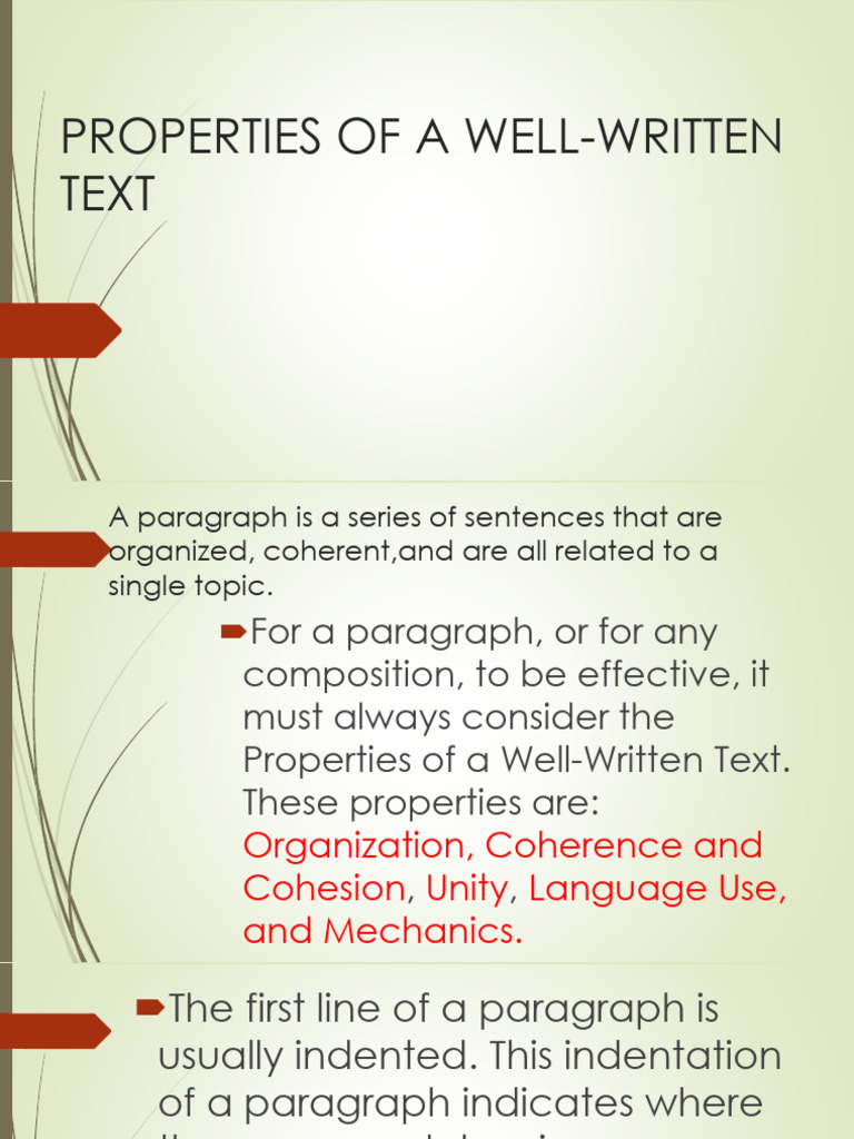Properties of Effective Text Writing | PDF | Paragraph | Linguistics