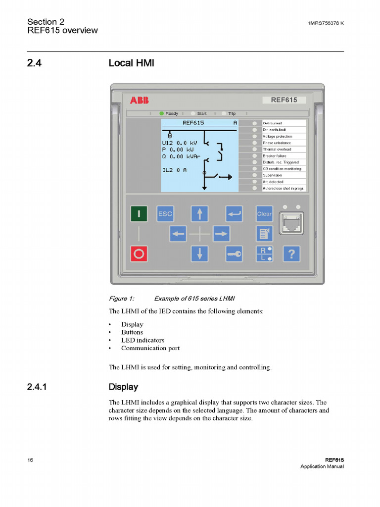 Ref615 LOCAL HMI VIEW PAGE 2 | PDF