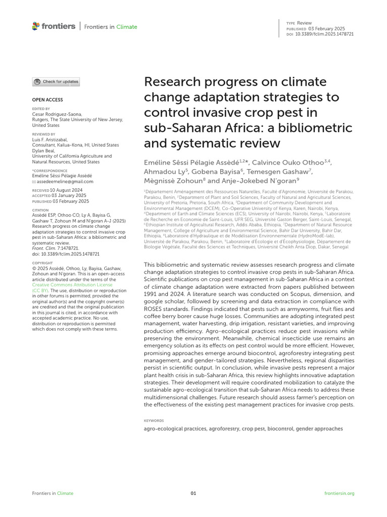 Research Progress On Climate Change Adaptation Strategies To Control ...