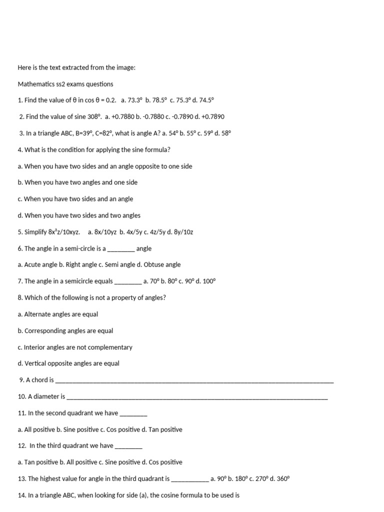 SS2 Mathematics Second Term | PDF | Euclid | Elementary Mathematics