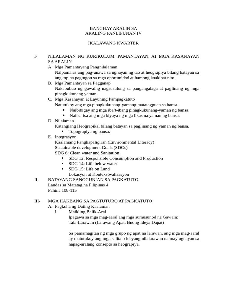 Lesson Plan in AP 4 | PDF