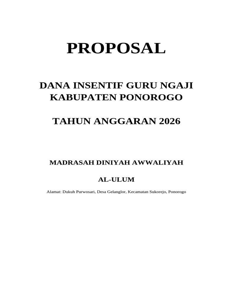 Proposal Guru Ngaji Al Ulum SIPD 2026 | PDF