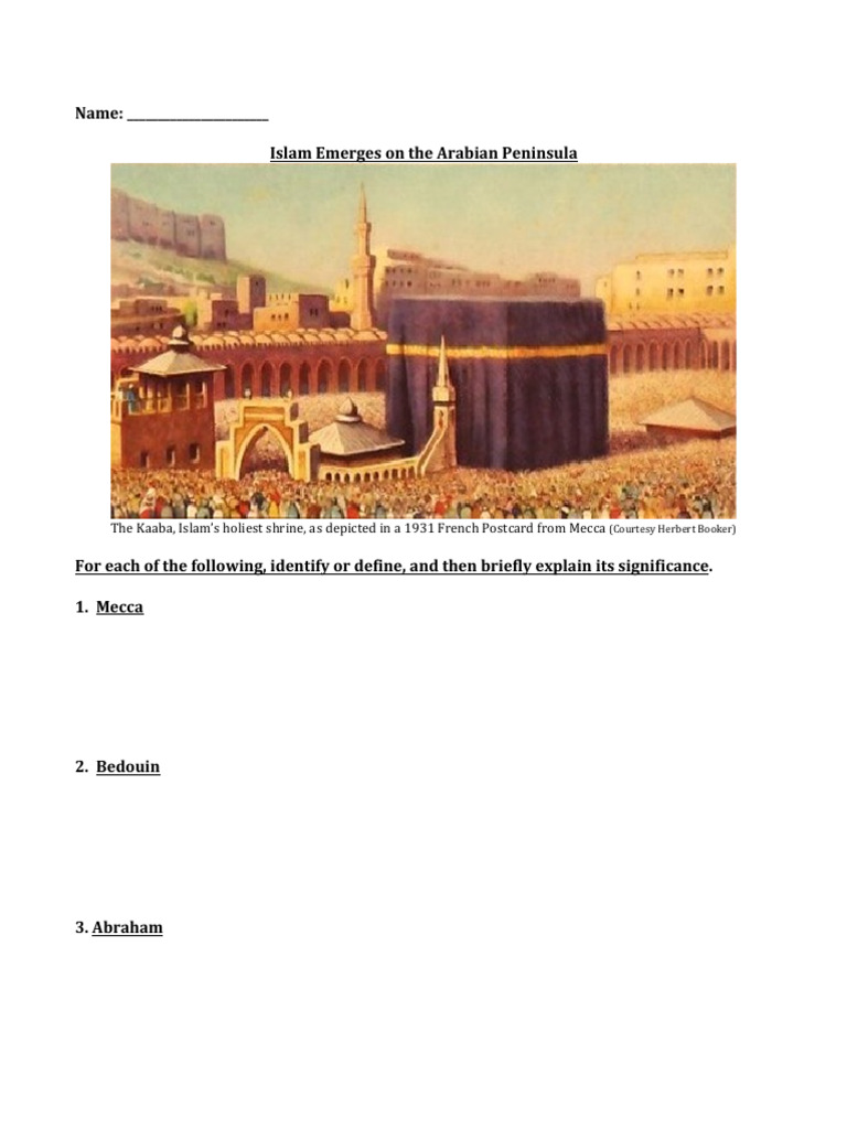 Name: - Islam Emerges On The Arabian Peninsula | PDF | Muhammad | Mecca