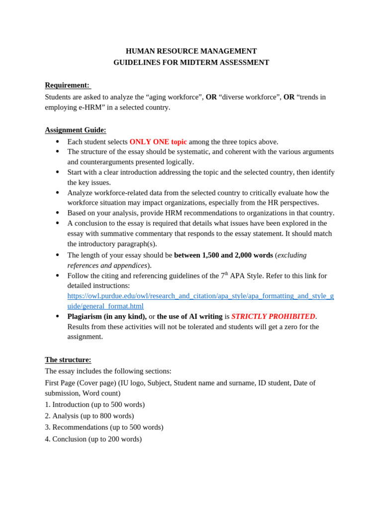 HRM - Midterm Assignment | PDF | Essays | Theory