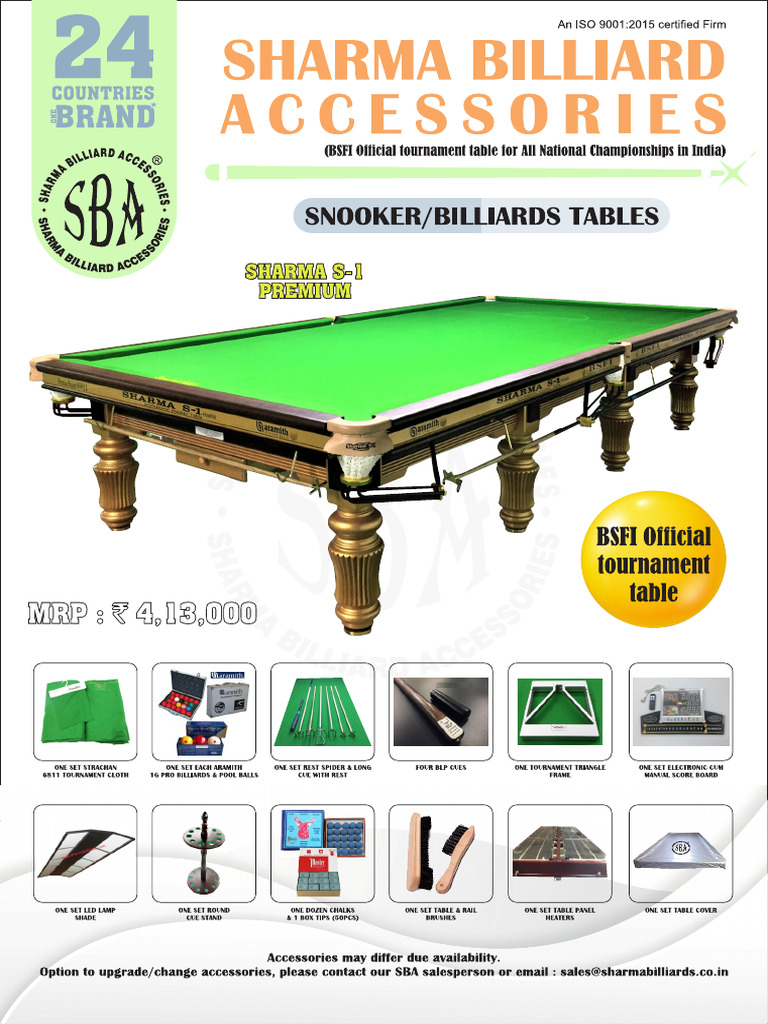 Sharma s1 Premium Snooker Table | PDF