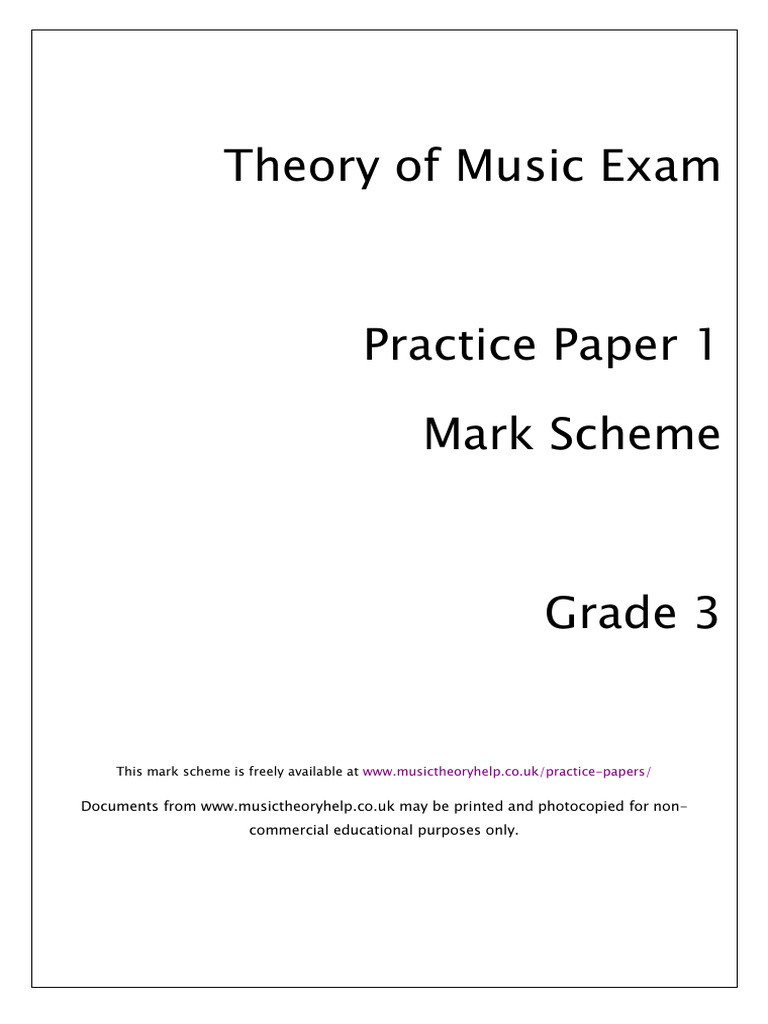 Grade 3 Music Theory Exam Mark Scheme | PDF | Music Theory | Musical ...