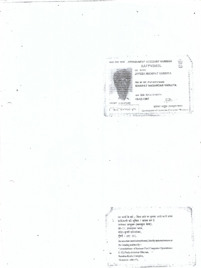 Pan Card Jayesh Varaiya | PDF