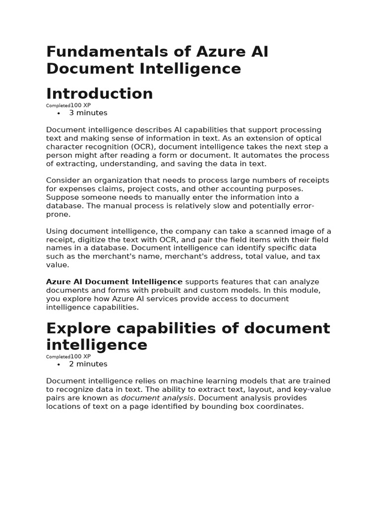 Azure AI Document Intelligence Overview | PDF | Optical Character ...