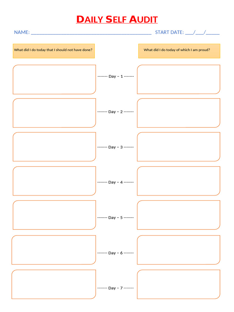 Daily Self Audit Template | PDF