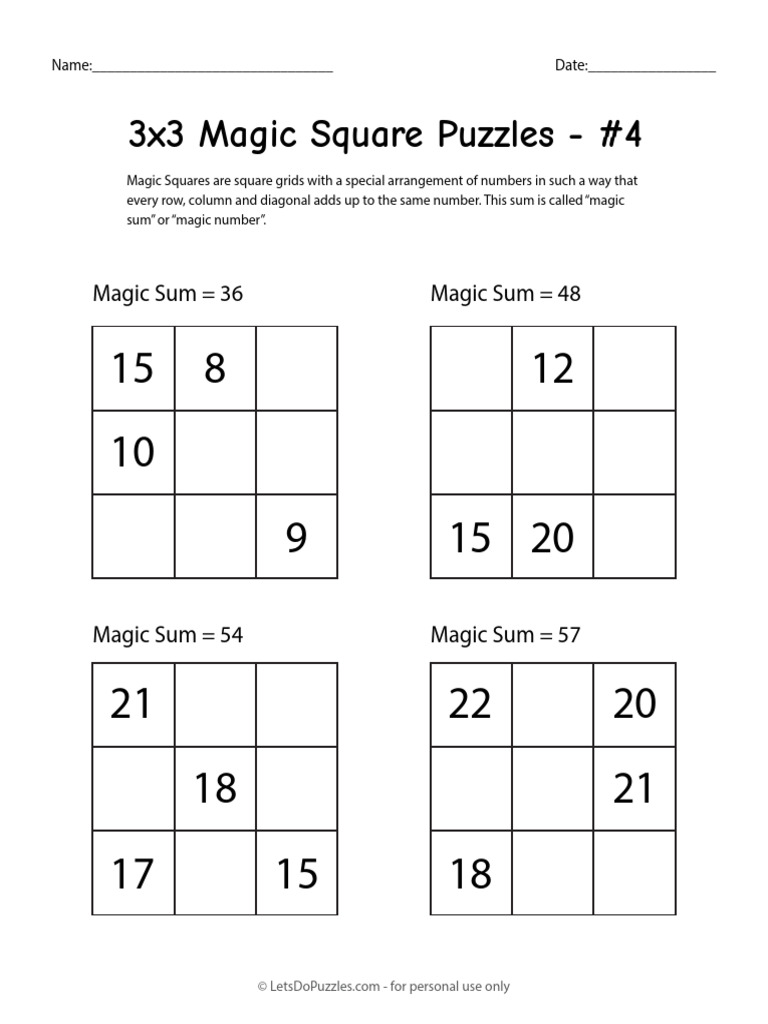 Magic Square 3x3 4 1 | PDF