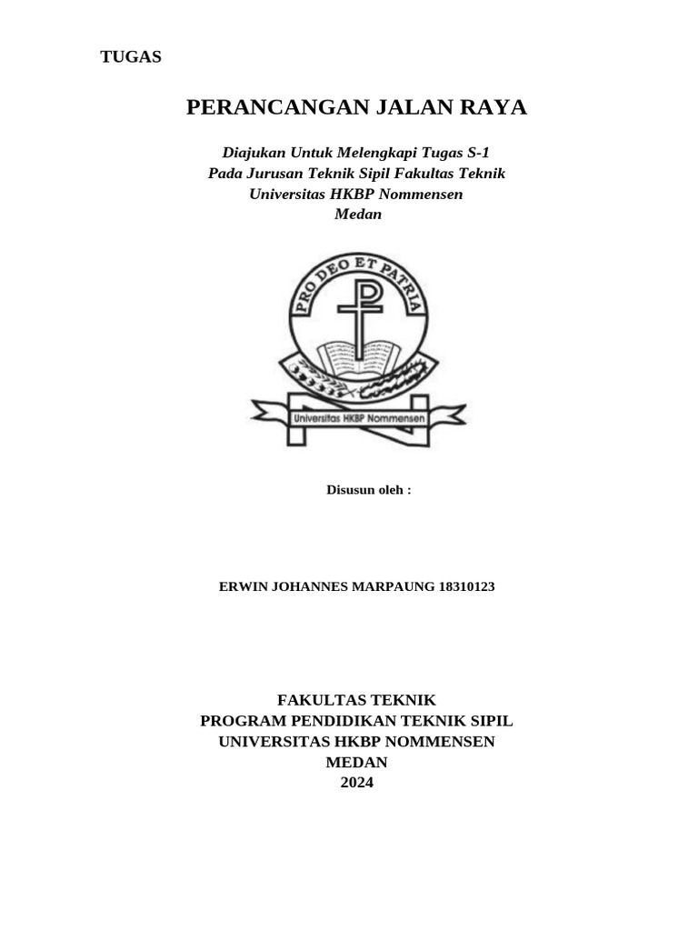Tugas Perancangan Jalan Raya Erwin Johannes 18310123 | PDF