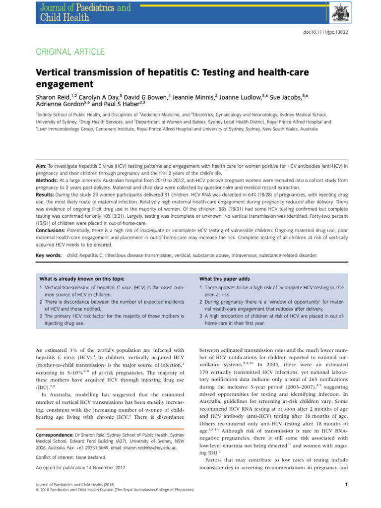 Vertical Transmission of Hepatitis C Tes | PDF | Hepatitis C | Hepatitis