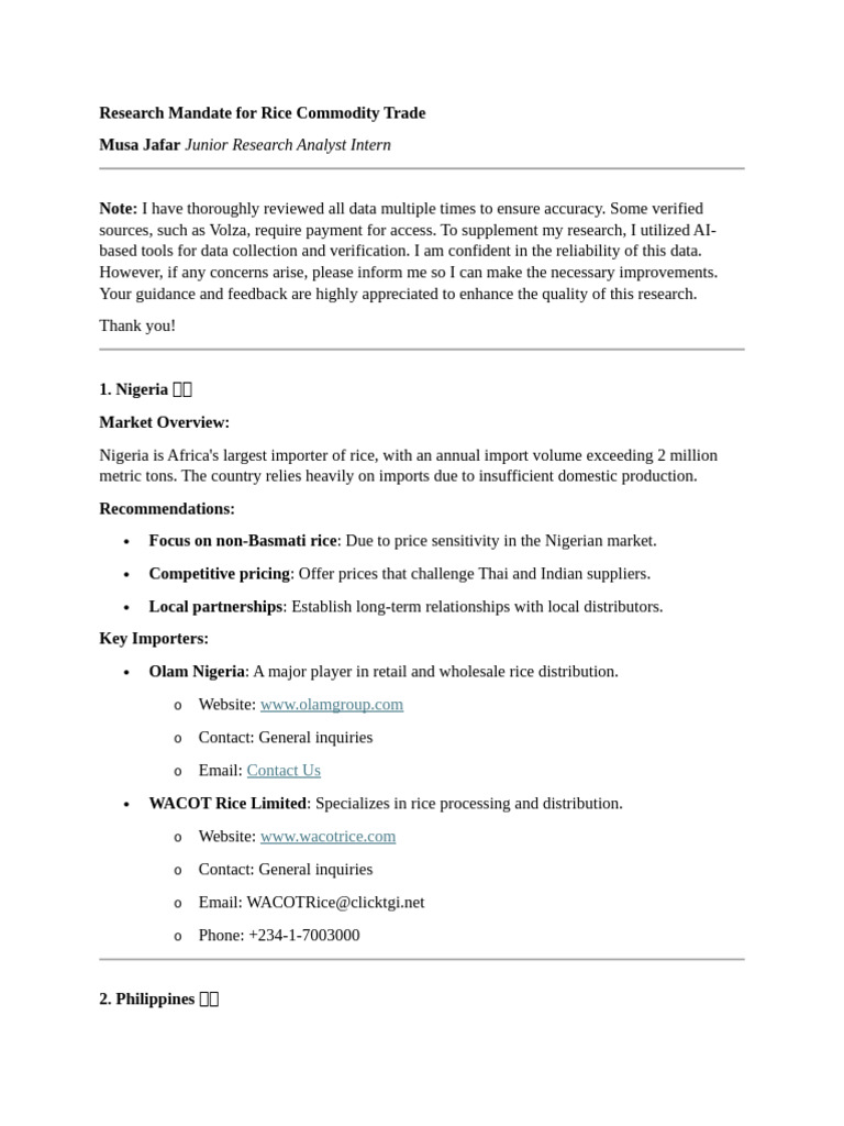 Research Mandate For Rice Commodity Trade (AI Genrated For More ...