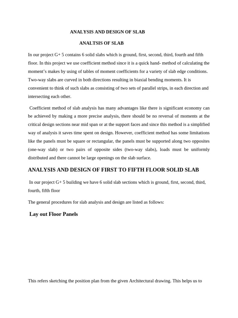 Analysis and Design of Slab | PDF | Beam (Structure) | Stress (Mechanics)