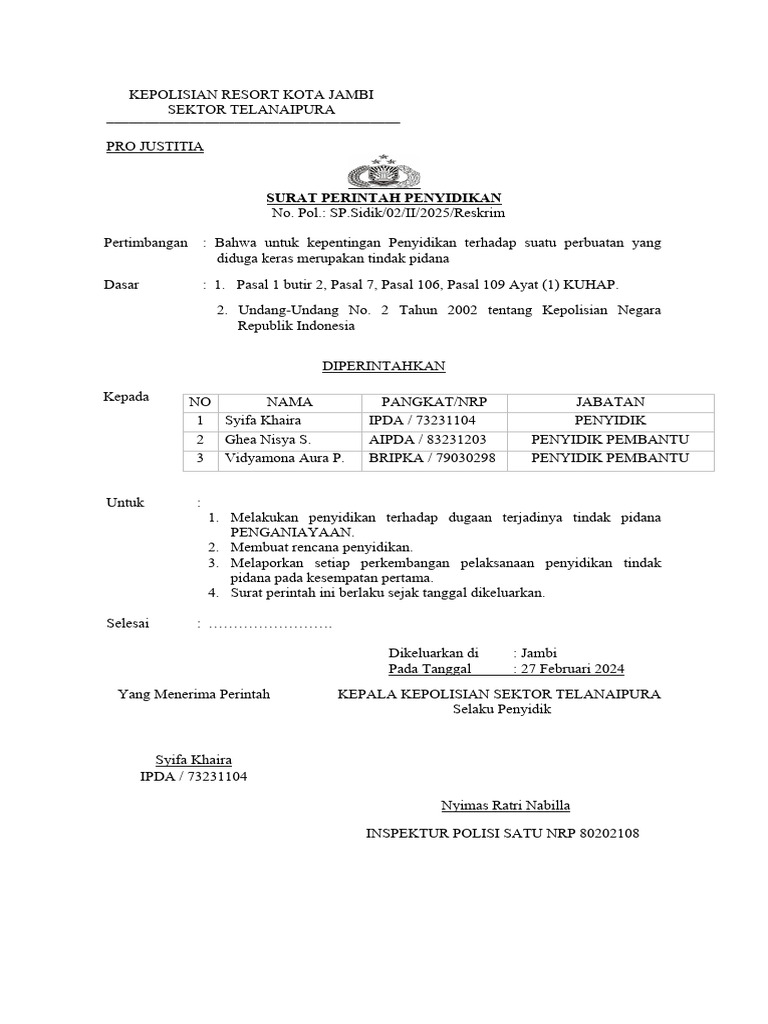 04 Surat Perintah Penyidikan | PDF