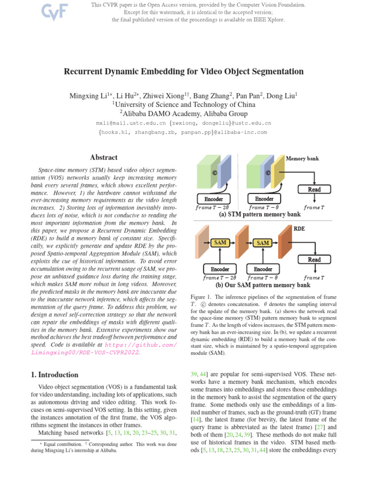 Li_Recurrent_Dynamic_Embedding_for_Video_Object_Segmentation_CVPR_2022_paper | PDF | Image ...
