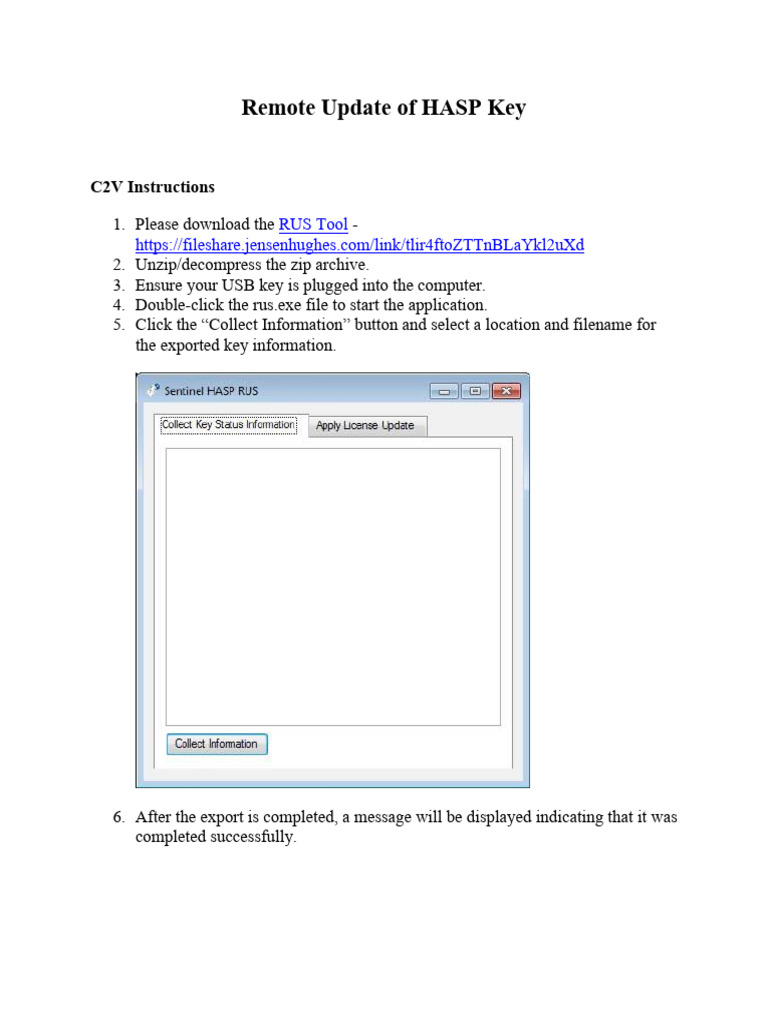 Remote HASP Key Update Instructions | PDF