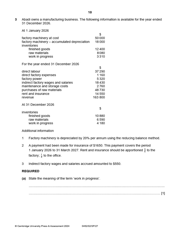 Manufacturing Accounts - Practice Worksheet 1 | PDF | Inventory | Depreciation
