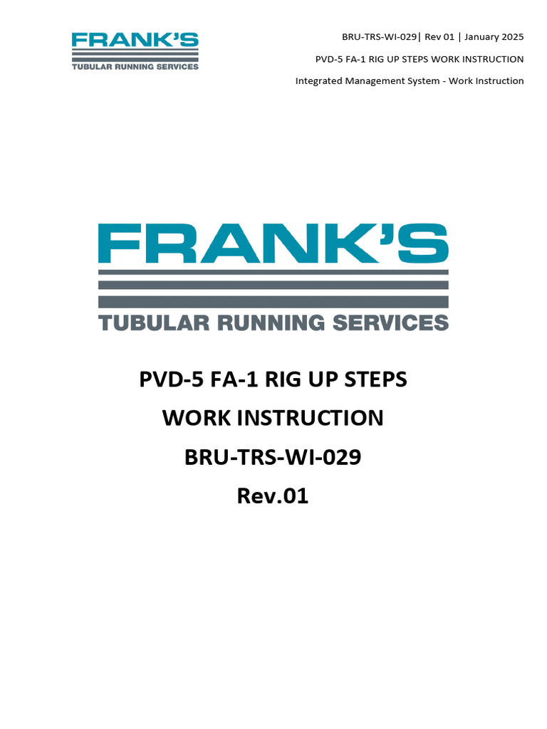 BRU-TRS-WI-029 PVD5 - FA1 Rig Up Steps Work Instruction | PDF ...