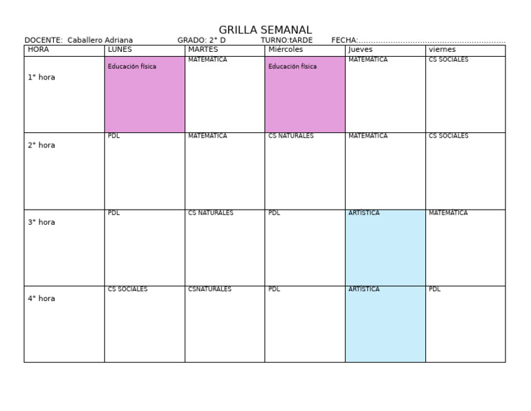 Grilla 2do D TT 2025 | PDF