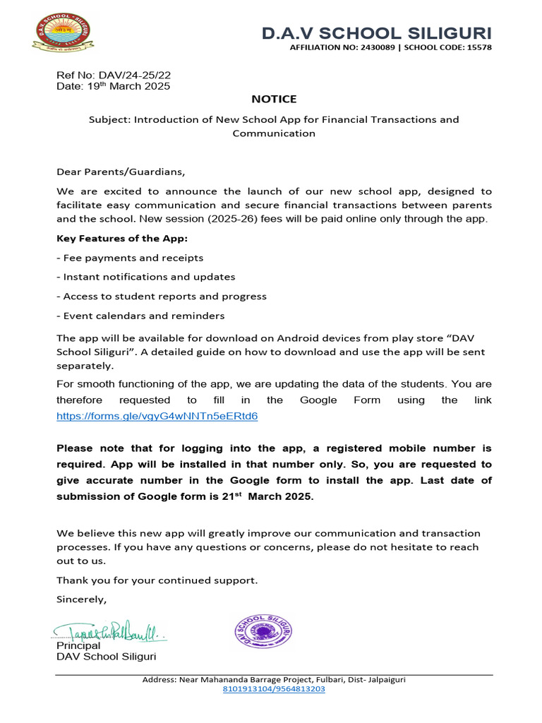 Notice - School App | PDF