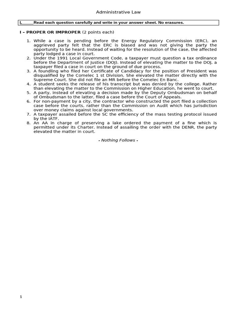 Administrative Law Case Scenarios | PDF