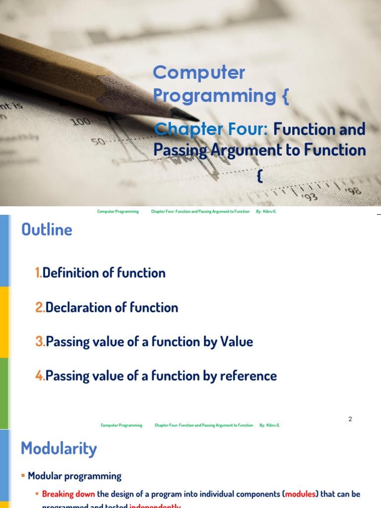 Chapter Four Function And Passing Argument To Function All Part Pdf Parameter Computer