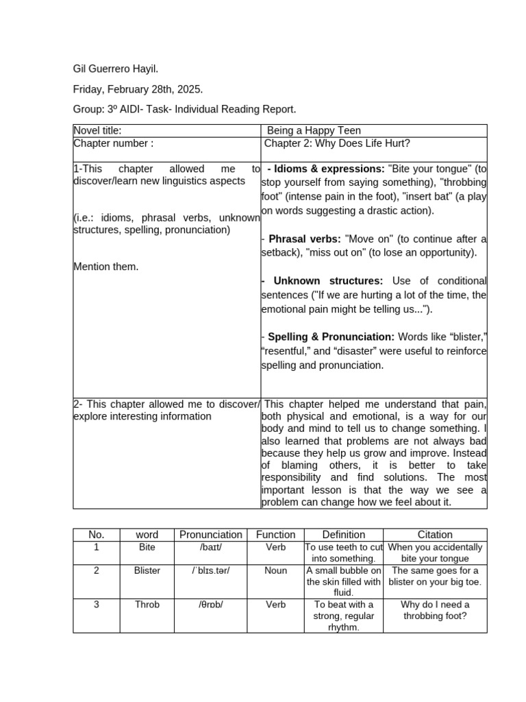 Individual Reading Report 2 | PDF | Noun | Linguistics