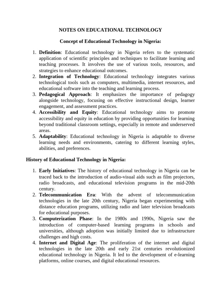 Educational Technology in Nigeria: Overview | PDF | Educational ...