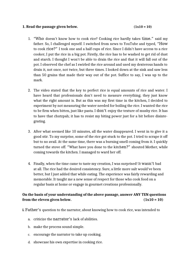 CLASS 9 COMPREHENSION PASSAGE (1) | PDF