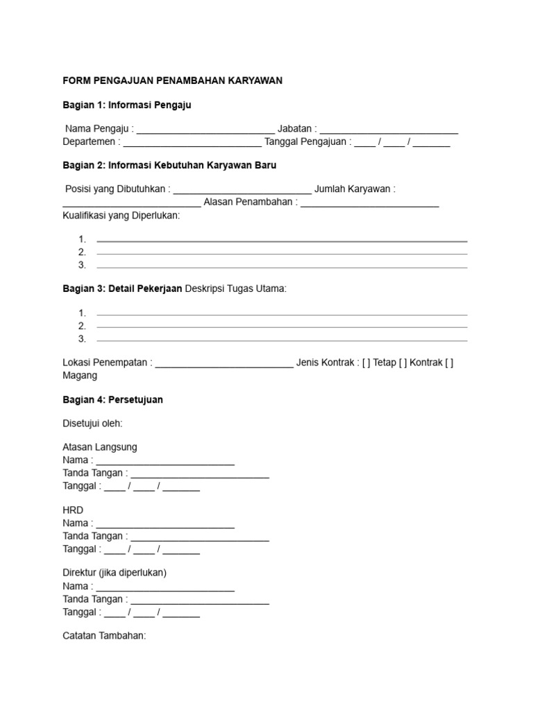 Formulir Penambahan Karyawan | PDF