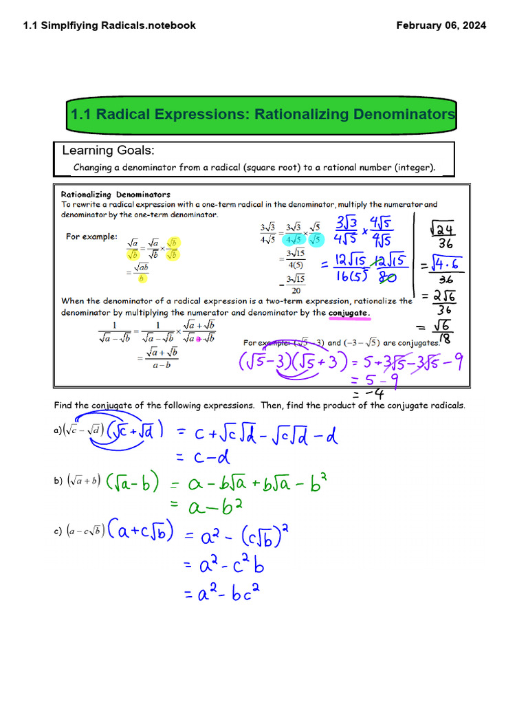 1.1 Rationalizing The Denominator-2 | PDF
