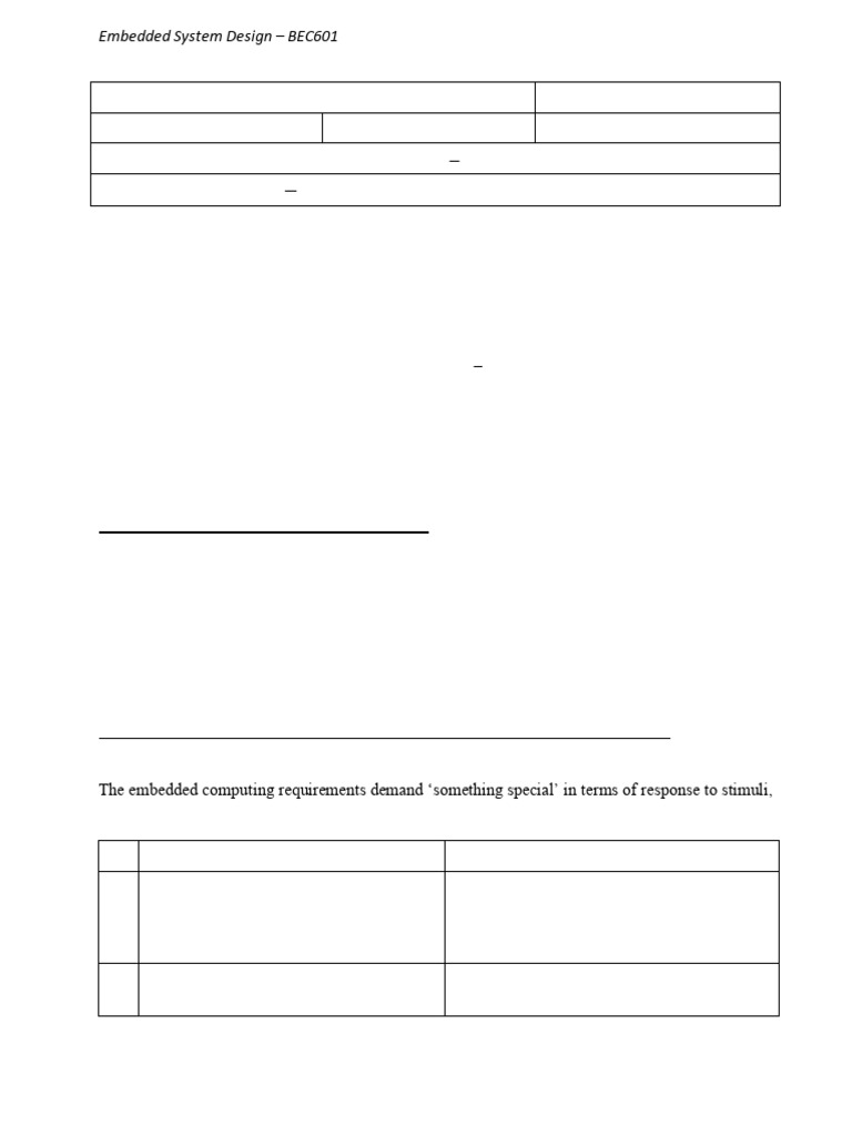 Embedded System Design Overview BEC601 | PDF | Microcontroller | Embedded System