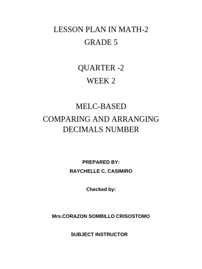 Lesson Plan in Math | PDF | Numbers | Decimal