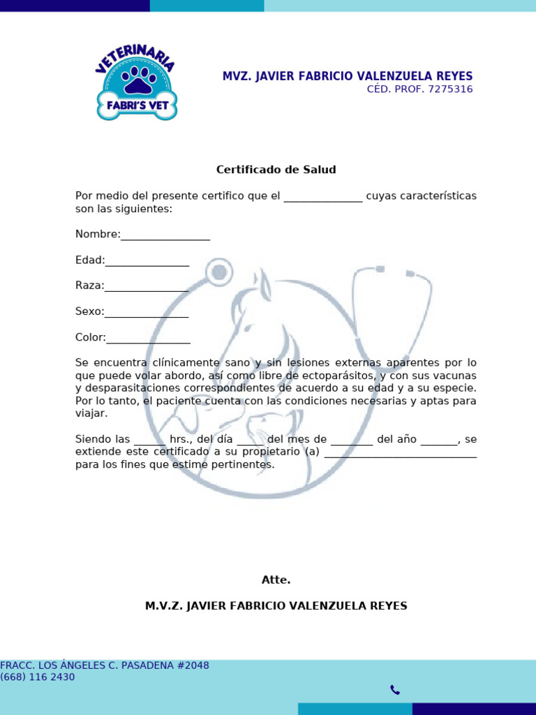 Certificado de Salud 2 | PDF