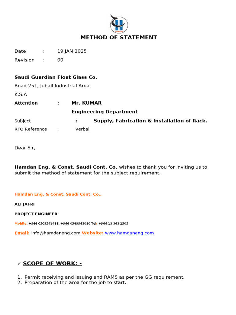2025-02 - Mos-Fabrication and Installation of Rack | PDF