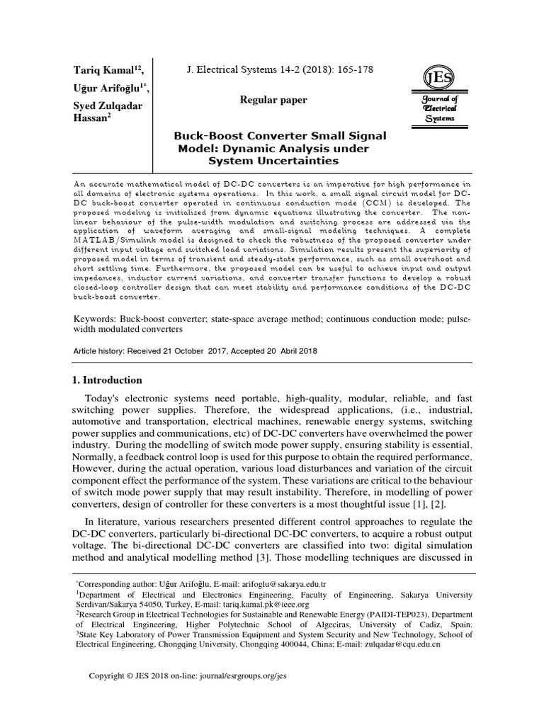 Buck Boost Converter Small Signal Model | PDF | Electrical Network | Electrical Impedance