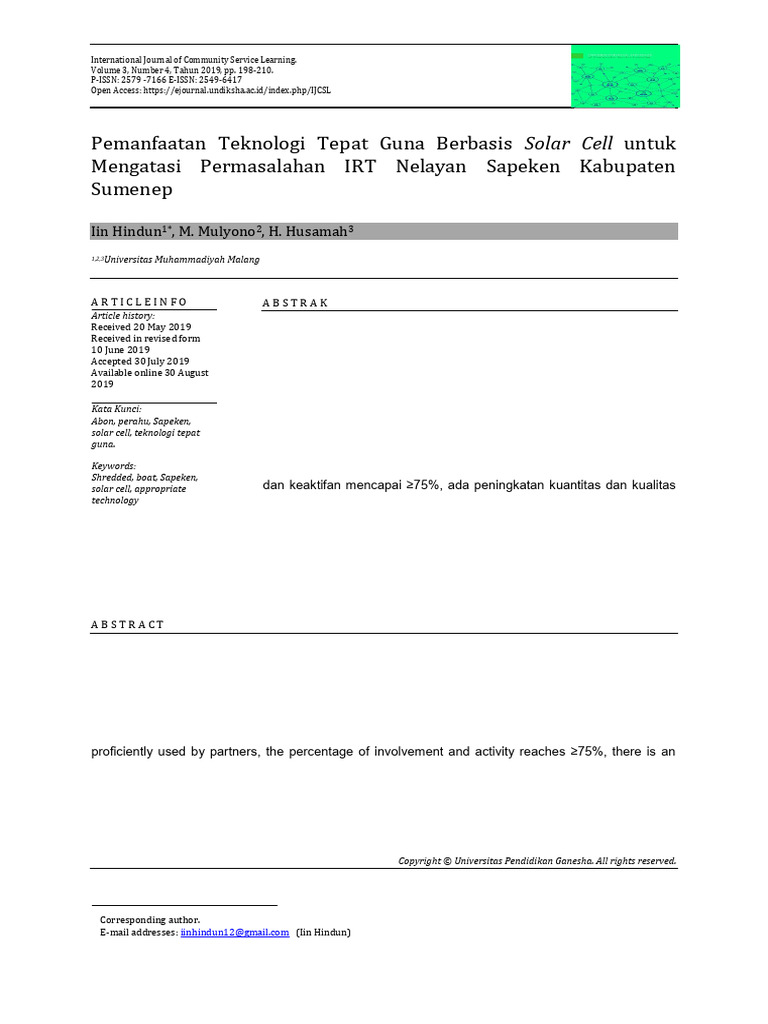 Pemanfaatan Teknologi Tepat Guna Berbasis Solar Ce | PDF
