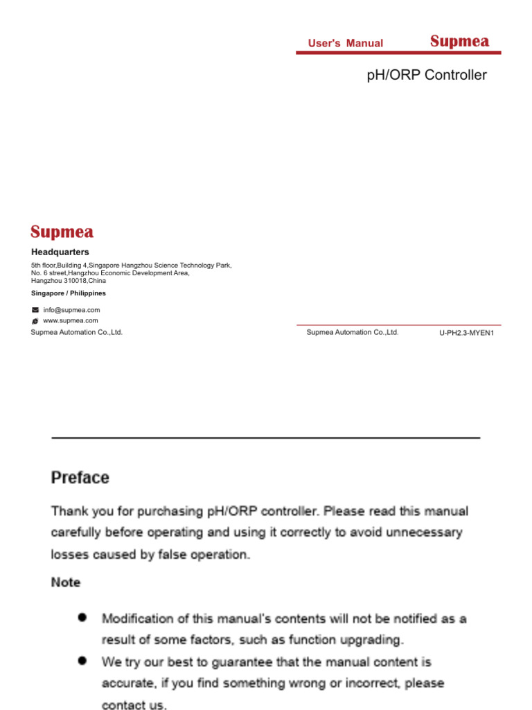 pH/ORP Controller User Manual | PDF | Electricity | Electrical Engineering