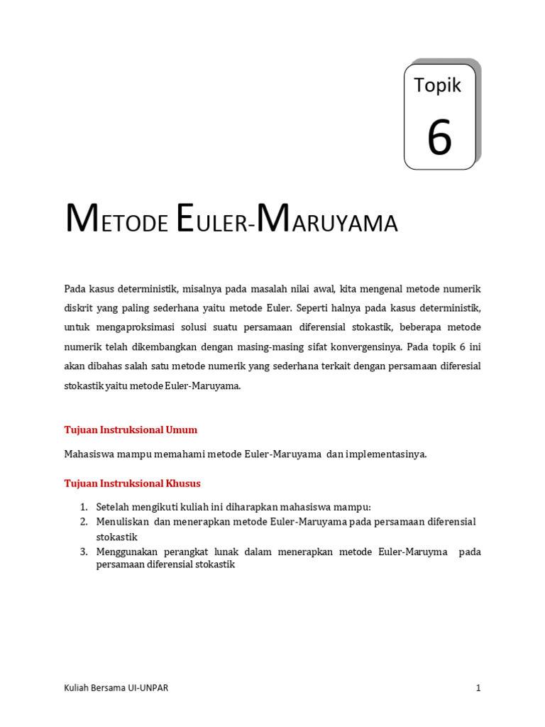 Metode Euler Maruyama | PDF